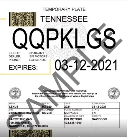 Como sacar placas temporales en Tennessee - Placas Temporales Cerca de ...